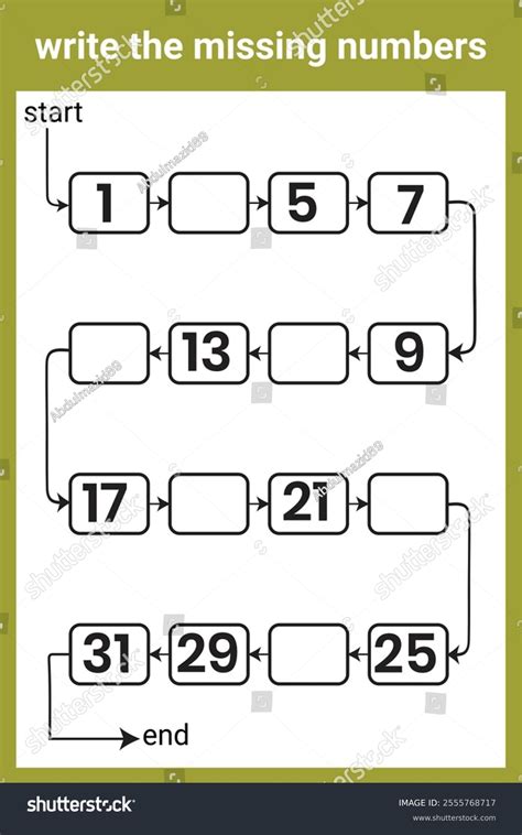 Write Missing Number Mathematics Worksheet Math Stock Vector Royalty Free 2555768717