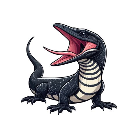 Colorful Black Throat Monitor Lizard Illustration Monitor Lizard Black Throat Monitor Lizard