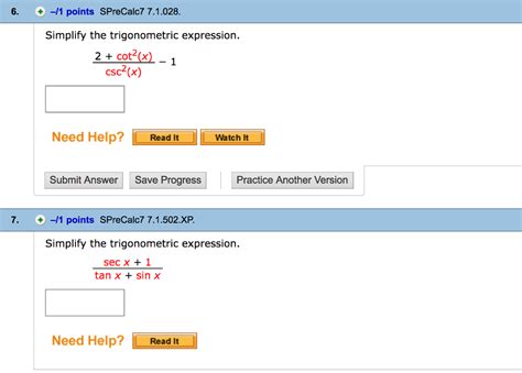 solved simplify the trigonometric expression 2