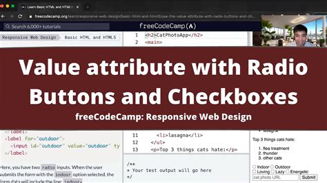 Use The Value Attribute With Radio Buttons And Checkboxes Basic Html And Html5 Freecodecamp