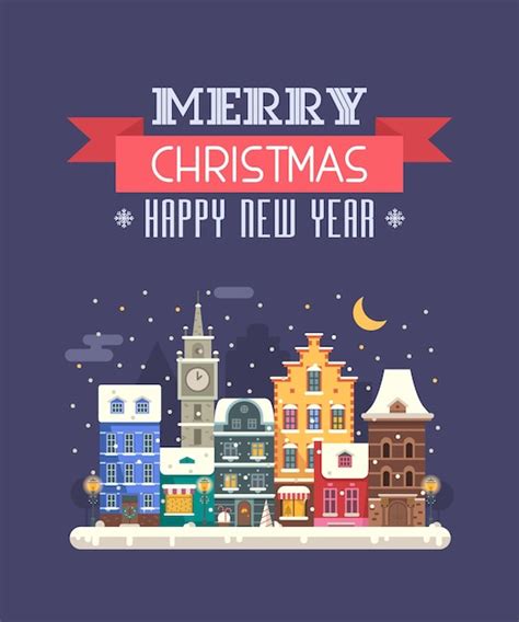 Carte De Voeux De Nouvel An Et De Noël Vecteur Premium