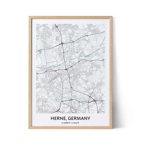 Herne Map Poster Your City Map Art Positive Prints