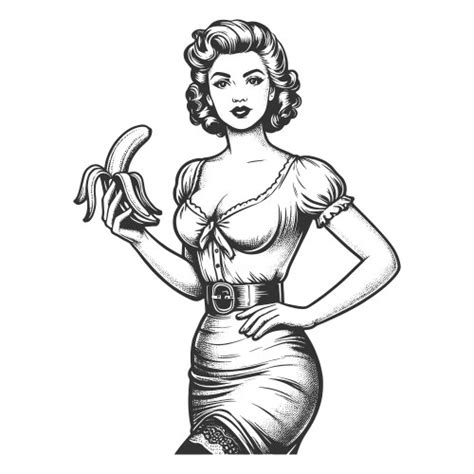 Retro Pin Up Girl In Classic Pose Engraving Vector Image