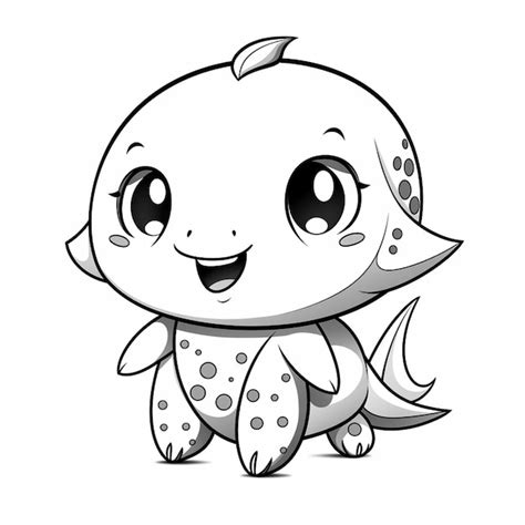 Premium Photo Ichthyostega Cute Flat Design Hand Drawn Flat Coloring