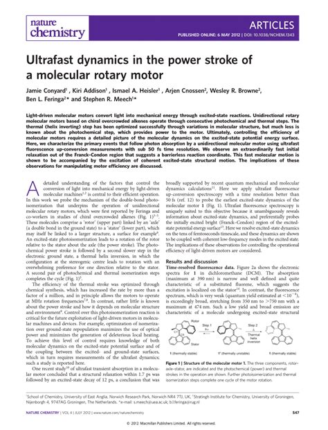 Pdf Ultrafast Dynamics In The Power Stroke Of A Molecular Rotary Motor