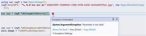 `magickimagetobitmapwithdensity` Throws `parameter Is Not Valid