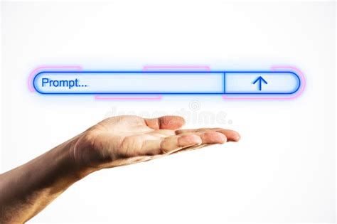 Hand Presenting A Search Prompt On A White Background Symbolizing