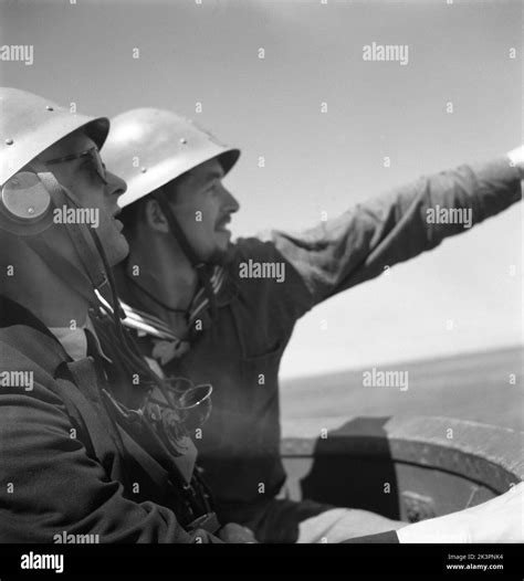 During World War Ii The War Ship Sverige During Navy Exercises At Sea