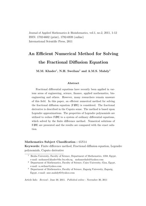 Pdf An Efficient Numerical Method For Solving The Fractional