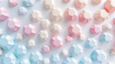 Pastel Geometric Hexagons Floating On White Background Modern 3d Abstract Design Stock