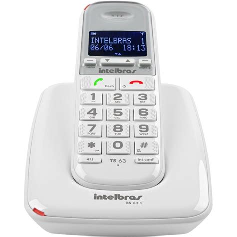 Telefone Sem Fio DECT Identificador De Chamadas Viva Voz Branco TS V Intelbras