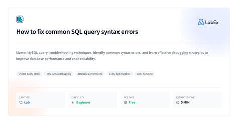 How To Fix Common Sql Query Syntax Errors Labex