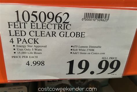 Feit Electric G25 Globe 40 Watt Led 4 Pack Costco Weekender