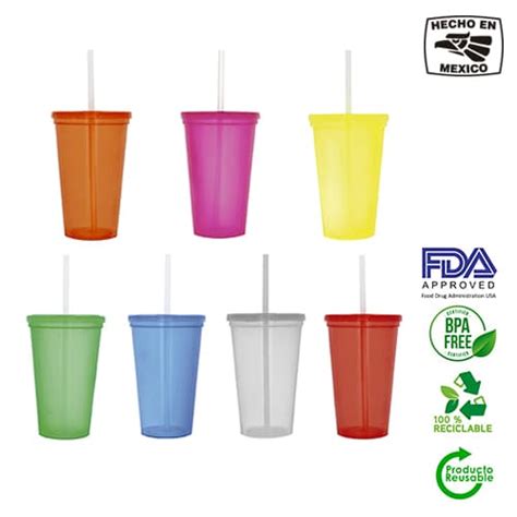 Vaso De Plástico Con Tapa Y Popote Cap Cap 500 Ml T 87 For