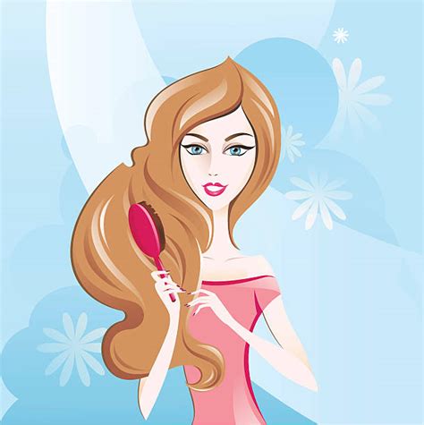 Beautiful Pretty Girl Long Brown Hair Clip Art Illustrations Royalty