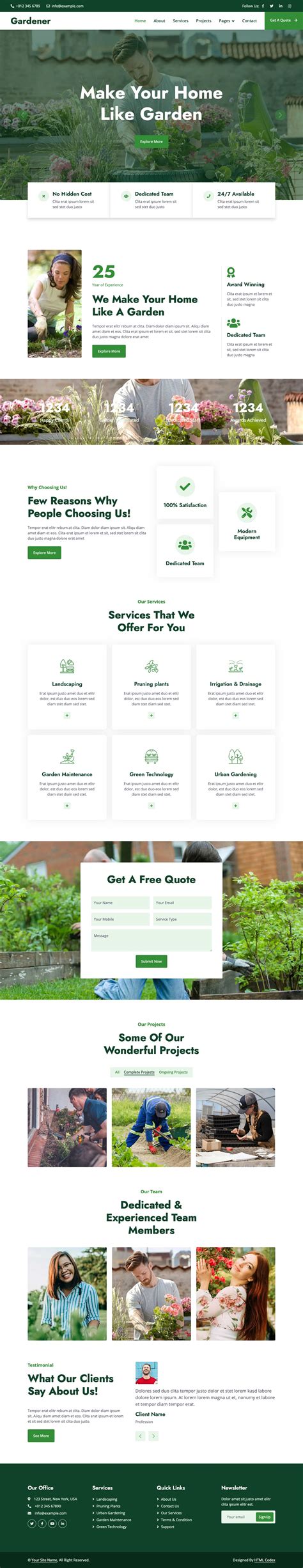 Gardener Free Bootstrap Business HTML Website Template