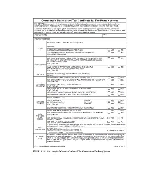 Fire Pump Test Certificate Pdf