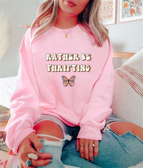 Rather Be Thrifting Groovy Reseller Crewneck Sweatshirt Retro Thrifter