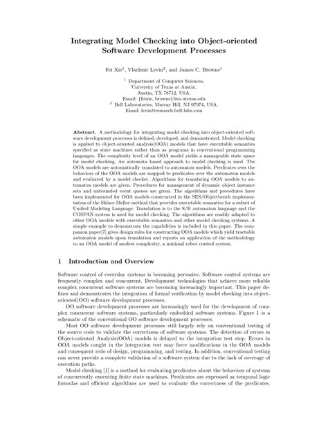 Pdf Integrating Model Checking Into Object Oriented Software Development Process