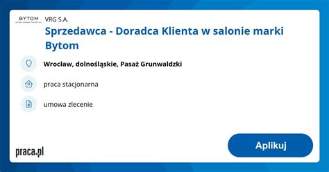 Archiwalna oferta nr Sprzedawca Doradca Klienta w salonie marki Bytom Wrocław VRG S