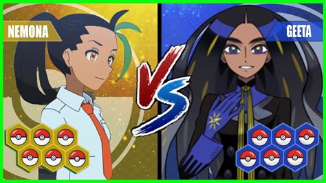 Pokemon Battle Pedia Nemona Vs Geeta Youtube
