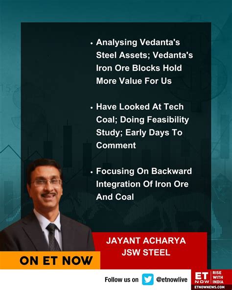 Et Now On Twitter Onetnow Jayant Acharya Joint Md And Ceo Jsw Steel On Prices Assets As