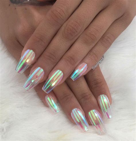 Glass Effect Coffin Nails Glass Nails Nail Designs Nail Art
