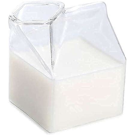 Blsky Kawaii Glass Milk Carton Cup Microwavable 12 Oz Cute