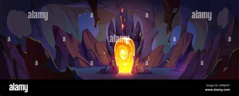 Mine Cave Inside Fantasy Game Cartoon Background Dark Underground Rock