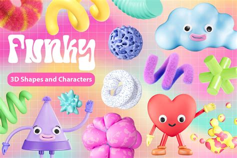 Funky Abstract 3d Shapes Characters Graphics ~ Creative Market