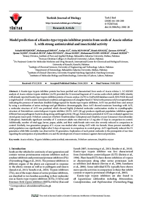 pdf model prediction of a kunitz type trypsin inhibitor protein from