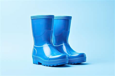 Premium Ai Image Rubber Boots On Blue