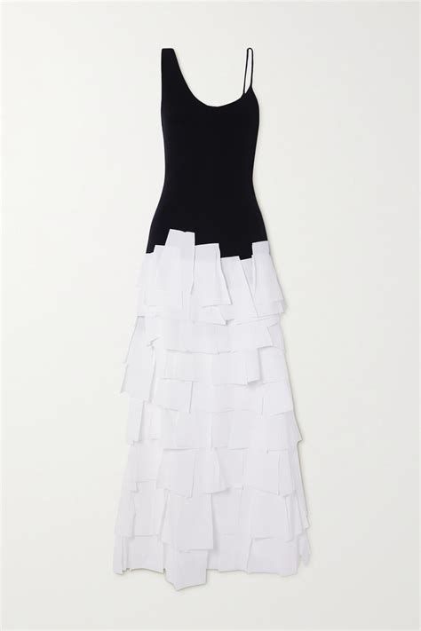 Awake Mode Asymmetric Laser Cut Crepe And Stretch Jersey Maxi