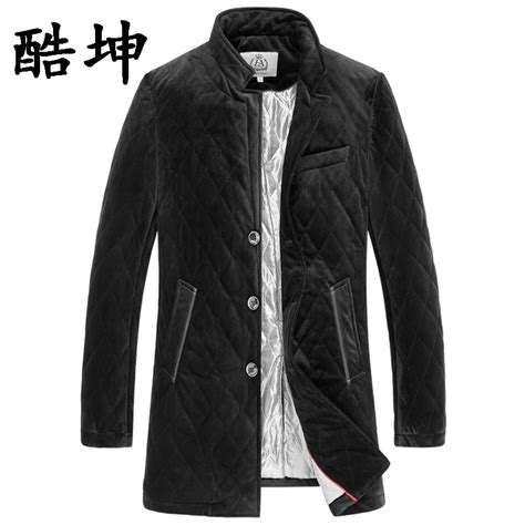 2015秋冬新款桑蚕丝修身有加大码中长款金丝绒风衣男装薄外套bisaiihc