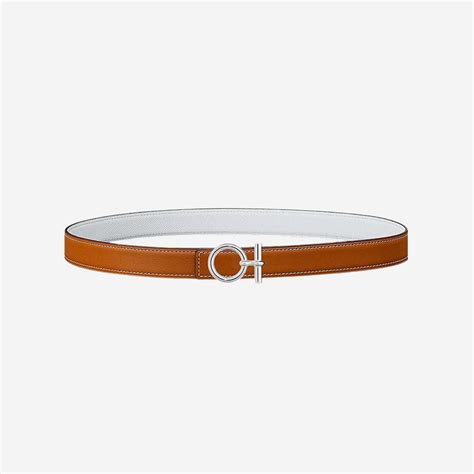 W 에르메스 플로 벨트 버클 And 리버서블 가죽 스트랩 24mm And 실버 골드 블랑 Hermes Kream