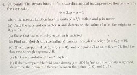 Solved 4 40 Points The Stream Function For A Chegg