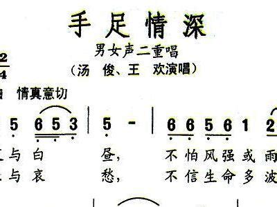 手足情深 汤俊 王欢 歌谱 简谱
