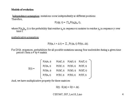 Cisc 667 Intro To Bioinformatics Spring 2007 Phylogenetic