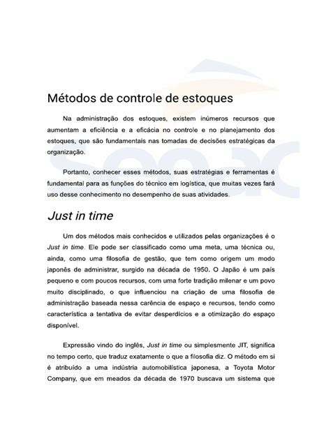Métodos De Controle De Estoques Pdf