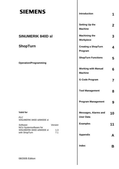 Pdf 1 2 Sinumerik 840d Sl Siemens Ag Sinumerik 840d Sl Shopturn 08