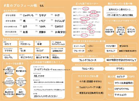 もも On Twitter みんなのも見てみたいな！ 食のプロフィール帳