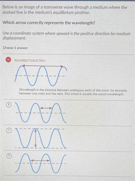 solved below is an image of a transverse wave through a medium where