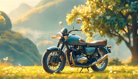 3d渲染ai数字艺术 一辆摩托车停放在草地上 Ai平面元素免费下载png格式4032像素编号70777440 千图网