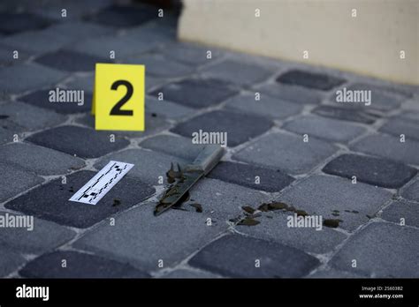 Evidence With Yellow Csi Marker For Evidence Numbering On The