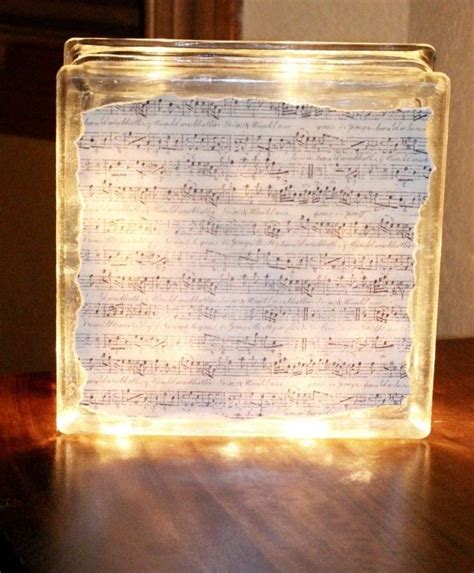 Illuminated Glass Block With Sheet Music Design
