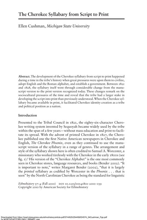 Pdf The Cherokee Syllabary From Script To Print
