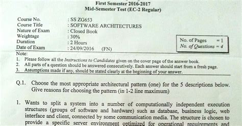 Coding Tech Life Software Architectures Mid Semester Examination