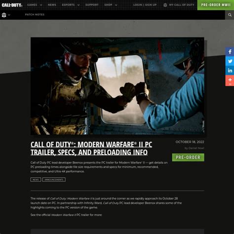 Call Of Duty Modern Warfare Iii Pc Trailer Specs Preloading Info