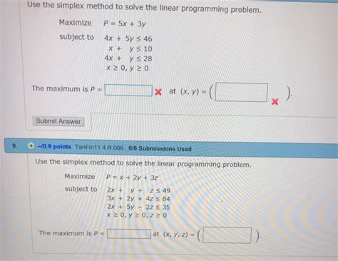 Solved Use The Simplex Method To Solve The Linear