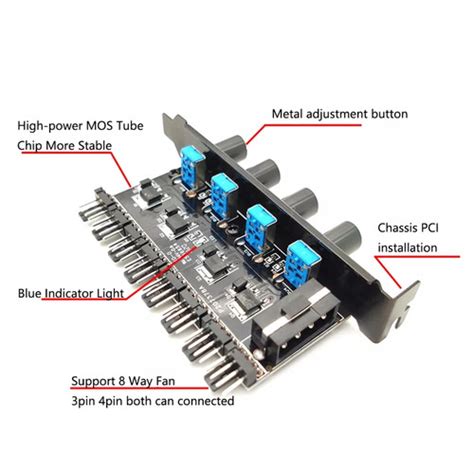 Jual Fan Hub Speed Controller 8 Port Pwm 4pin 3pin Power Molex 8 Knob Sata Kota Tangerang